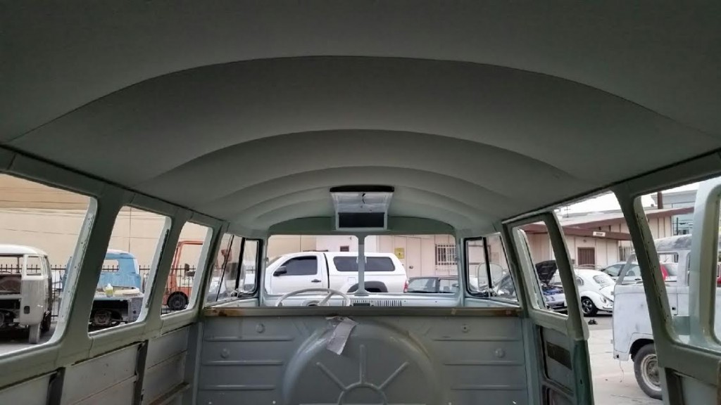 1960-63 Ice Blue Nap Cloth Headliner for Turkis 11 Window Ragtop Bus ...